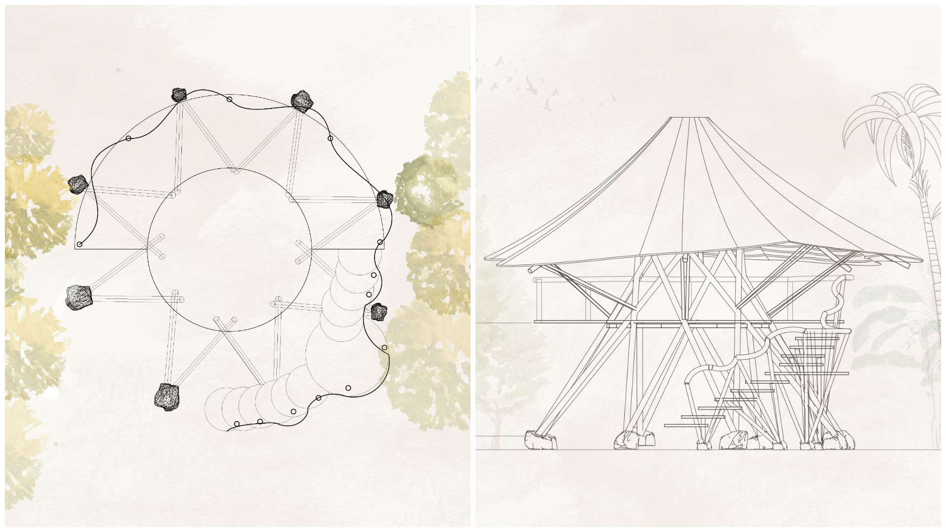 A Bamboo Community Center Inspired by Cacao Pods - Bamboo U